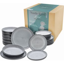 Creatable Teller-Set "Nordic Fjord", 18 Stk., grau, Geschirr-Sets, je 6 Speiseteller 26 cm, Suppenteller 22,5 cm, Dessertteller 19,5 cm