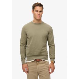 Sweatshirt Superdry "CLASSIC ESSENTIAL SWEATSHIRT", Herren, Gr. 3XL, grün (light khaki grün), angeraute Sweatware, Obermaterial: 100% Baumwolle, unifarben, relaxed fit normal, Rundhals, Rippbündchen, Sweatshirts