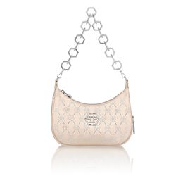 Schultertasche Philipp Plein "Monogram Mit Schmucksteinen", Damen, 6006, crystal, beige, Taschen Schultertasche