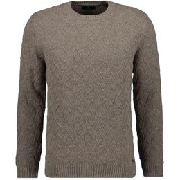 Ragman Herren Rundhalspullover, braun, Gr. L, 80% Wolle 20% Polyamid, Pullover