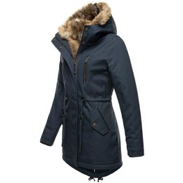 Navahoo Damen Winterjacke "Diamond", blau, Gr. S, Obermaterial: 100% Baumwolle; Innenseite: 100% Polyester; Fellimitat: 100% Polyacryl, Jacken,