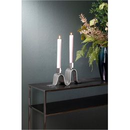 Kerzenst&auml;nder Fink, B:30cm H:17cm T:8,5cm, silber, Aluminium, Kerzenhalter, "HILARA, Leuchter"
