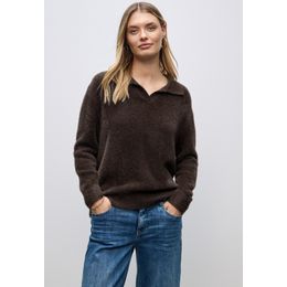 Street One Damen Strickpulloverdeep roast braun, Gr. 36, unifarben, Stoff, 78% Polyamid, 12% Polyacryl, 10% Baumwolle, Pullover, aus softem