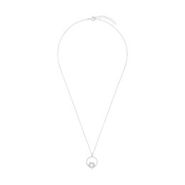 Amor Damen Kette mit Anh&auml;nger "Kreis mit niedlichem Vogel-Design", Silber 925 (Sterlingsilber), L: 45 B: 2mmsilberfarben, wei&szlig;, Silber 925