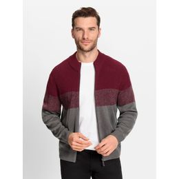 Cardigan Catamaran, Herren, Gr. 48, rot (anthrazit, dunkelrot), 100% Polyacryl, gemustert, gestreift, meliert, unifarben, Strickjacken