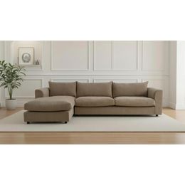 Ecksofa, B:297cm H:77cm T:186cm, grau, LeGer Home by Lena Gercke, 100% Polyester, Wohnzimmer, Sofas, "Avelina", Breite 297 cm, in Cord- und Chenille-