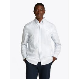 Tommy Hilfiger Herren Langarmhemd "FLEX POPLIN BOLD STRIPE Regular Fit SHIRT", wei&szlig;, Gr. XL, Web, Obermaterial: 100% Baumwolle, Hemden, Mit