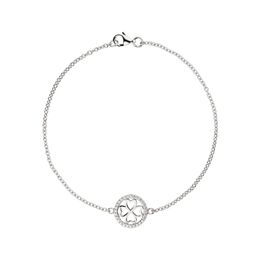 Armband Jobo "Gl&uuml;cksbringer Kleeblatt", silber 925, wei&szlig;, Armb&auml;nder, Damen, 19cm, Silber 925 (Sterlingsilber), Armband, 925 Silber rhodiniert mit 28 Zirkonia 19 cm