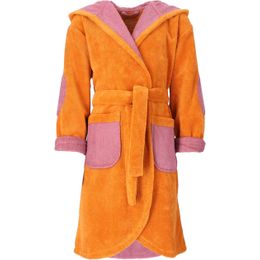 Kinderbademantel Vossen, L:80cm, orange, Microfaser-Walkfrottee, Hausm&auml;ntel, "Momo", f&uuml;r M&auml;dchen & Jungen, mit Kapuze