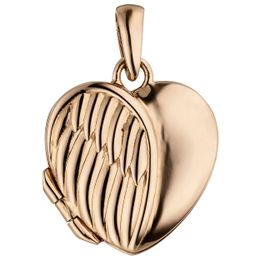 Jobo Damen Medallionanh&auml;nger "Kleines Medaillon Herz Fl&uuml;gel 18 mm", Silber 925 (Sterlingsilber)ros&eacute;goldfarben, Silber 925 (Sterlingsilber),