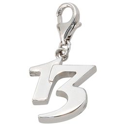 Charm-Einh&auml;nger Jobo "Charm Zahl 13", silber 925, Charms, Damen, Silber 925 (Sterlingsilber), 925 Silber rhodiniert