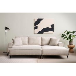 Sitzgruppe Home Affaire, B:275cm H:83cm T:173cm, beige, Wohnzimmer, Sitzmöbel-Sets, "TVINNU, Polsterecke L-Form, Schlaffunktion, mit Hocker", Set,