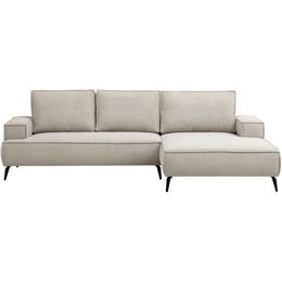 Sitzgruppe Home Affaire, B:275cm H:83cm T:173cm, beige, Wohnzimmer, Sitzm&ouml;bel-Sets, "TVINNU, Polsterecke L-Form, Schlaffunktion, mit Hocker", Set,