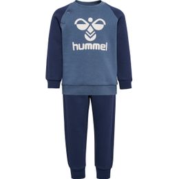 Hummel Mädchen Jogginganzug "HUMMING CREWSUIT", blau, Gr. 56, Obermaterial: 70% Baumwolle, 30% Polyester, Sportanzüge, für Kinder