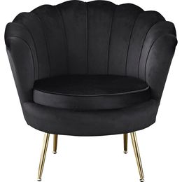 Loungesessel Salesfever, B:76cm H:78cm T:76cm, schwarz, 100% Polyester, Wohnzimmer, Sessel, "Clam - Design Cocktailsessel", Prachtvoll extravagantes