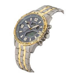 ETT Herren Funkchronograph "Professional World Timer", gold, Armbanduhren, Armbanduhr, Solar, Herrenuhr, analog, digital, automatischer Kalender