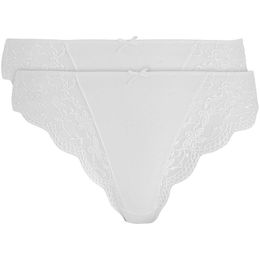 Nina von C. Damen String ""Silver Edition"", Gr. 40, wei&szlig;, Obermaterial: 86% Polyamid, 14% Elasthan. Spitze: 86% Polyamid, 14% Elasthan, gemustert,