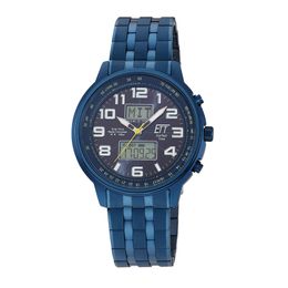 ETT Damen Funkchronograph "Hunter"blau, blau, weiß, Armbanduhren, Armbanduhr, Solar, Herrenuhr, Edelstahlarmband, analog, digital