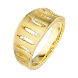 Jobo Damen Diamantring "Ring Goldring breit", 56, SI = kleine Einschl&uuml;sse, Diamanten Gelbgold 585gelbgold 585, Diamanten, Gelbgold 585, Fingerringe,