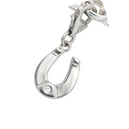 Charm-Einh&auml;nger Jobo "Charm Gl&uuml;cksbringer Hufeisen", silber 925, Charms, Damen, Silber 925 (Sterlingsilber), 925 Silber rhodiniert mit Zirkonia