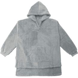 Badeponcho, L:87cm, grau, CASTELL - MARKENBETTW&Auml;SCHE, Kunstfaser, Hausm&auml;ntel, "Polar Bear", Sherpa Teddy Fleece Hoodie, Kuschelhoodie, Kuscheldecke,