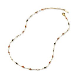 Firetti Damen Collier "Schmuck Geschenk Edelstahl Halsschmuck Halskette Edelstein", Edelstahl, L: 45gelbgoldfarben, cognac, grün, blau, gelb,