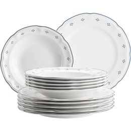 Mäser Tafelservice MÄSER "Lova", weiß, blau, 12 tlg., Porzellan, Geschirr-Sets