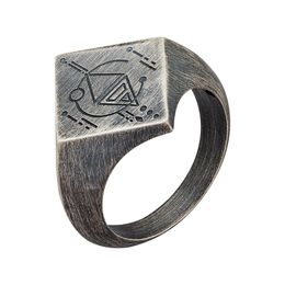 CAI CAÏ Damen Fingerring "925 Silber Siegelring Raute matt oxidiert Tattoo Motiv", 064 (20,4), Silber 925 (Sterlingsilber), silber, Silber 925