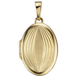 Jobo Damen Medallionanh&auml;nger "Anh&auml;nger Medaillon oval 26 mm", Gelbgold 585gelbgold 585, Gelbgold 585, Schmuckanh&auml;nger, 585 Gold f&uuml;r 2 Fotos