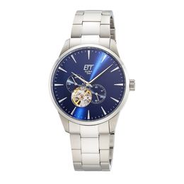 ETT Damen Automatikuhr "Motion Drive"stahlgrau, silberfarben, blau, Armbanduhren, Armbanduhr, Herrenuhr, Mechanische Uhr, Edelstahlarmband, analog