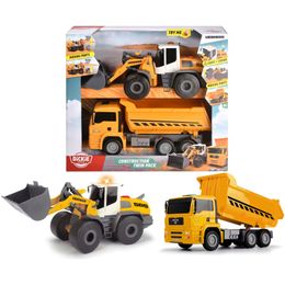 DICKIE TOYS Kinder Spielzeug-Baumaschine "Construction Twin Pack", gelb, Kunststoff, T:30cm, Spielzeugfahrzeuge, mit Licht und Sound