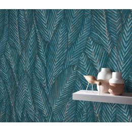 Erismann Vliestapete "Vliestapete Retreat", B/L: 0,53m x 10,05m, Rollen: 1, blau, Wohnzimmer, Tapeten, Phthalate frei