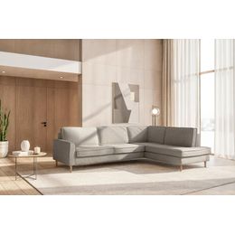 Ecksofa Home Affaire, B:290cm H:85cm T:217cmsilber grau, 100% Polyester, Wohnzimmer, Sofas, "Pinto Skandi, 290 cm, Chenille, Struktur, Ottomane links