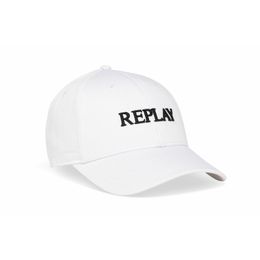 Replay Herren Baseball Cap "COMPONENTE NATURALE", wei&szlig;, Baumwolle, Caps, mit Logo-Stickerei
