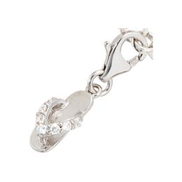 Jobo Damen Charm-Einhänger "Charm Flip-Flop"silber 925, Silber 925 (Sterlingsilber), Charms, 925 Silber rhodiniert mit Zirkonia