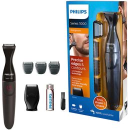 Philips Multifunktionstrimmer "Series 1000 MG1100/16", rot, B:10cm H:20,3cm T:3,6cm, Haarschneider, abwaschbar, mit DualCut-Präzisionstrimmer und 3