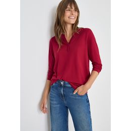 Cecil Damen Langarmshirtbeaujolais rot, Gr. XS, unifarben, Jersey, Obermaterial: 48% Baumwolle, 48% Modal, 4% Elasthan, Shirts, im Tunika-Look