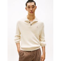 Troyer Tommy Hilfiger "PIMA CASH STRUCTURE MOCK", Herren, Gr. XXL, heatherot oatmilk, Strick, Obermaterial: 95% Baumwolle, 5% Kaschmir, normal, Rippb&uuml;ndchen, Pullover Troyer, Rippb&uuml;ndchen am Kragen, &Auml;rmel und Saum