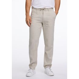 Leinenhose LINDBERGH "LINDBERGH Leinenhose", Herren, Gr. L, lt stone, Obermaterial: 55% Baumwolle, 45% Leinen, relaxed fit, Hosen