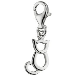 Jobo Damen Charm-Einh&auml;nger "Charm Katze"silber 925, Silber 925 (Sterlingsilber), Charms, 925 Silber rhodiniert