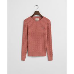 Gant Damen Strickpullover "STRETCH COTTON CABLE C-NECK"faded brick, Gr. XXL, Strick, Obermaterial: 88% Baumwolle, 10% Polyamid, 2% Elasthan,