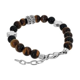 Amor Herren Armband "Kreuz", 22cm, Edelstahledelstahlfarben, schwarz, braun, schwarz, braun, Edelstahl, Armb&auml;nder, mit Achat