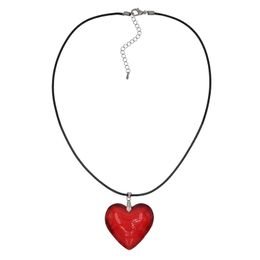 Firetti Herzkette "Schmuck Geschenk Transparent red heart", Kunststoff Metall Textil, L: 57metallfarben, schwarz, rot, Kunststoff, Metall, Textil,