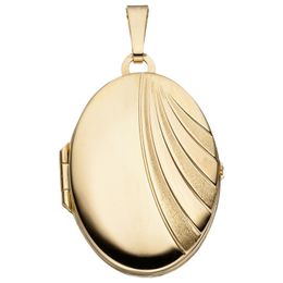 Jobo Damen Medallionanh&auml;nger "Anh&auml;nger Medaillon oval 31 mm", Gelbgold 333gelbgold 333, Gelbgold 333, Schmuckanh&auml;nger, 333 Gold f&uuml;r 2 Fotos