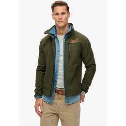 Superdry Herren Outdoorjacke "SOFTSHELL TREKKER TRACK JACKET", grün, Gr. S, unifarben, Web, Obermaterial: 95% Polyester, 5% Elasthan, Jacken