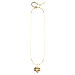 Firetti Damen Kette mit Anh&auml;nger "Edelstahlkette gelbgoldfarben mit Herzanh&auml;nger", Edelstahl Perlen, L: 46 B: 0,9mm, gold, Edelstahl, Perlen,