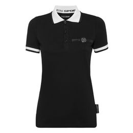 Plein Sport Damen Poloshirt "Basic", schwarz, Gr. S, Obermaterial: 100% Baumwolle, Shirts