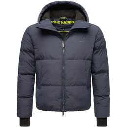 Steppjacke STONE HARBOUR "Tayroos XX", Herren, Gr. L (52), blau (navy), Obermaterial: 100% Nylon, Futter: 100% Polyester, Wattierung: 100% Polyester, Ärmelfutter: 100% Polyester, lässig geschnitten hüftbedeckend, hoch geschlossener Ausschnitt, Ärmel ohne Ärmelschlitz normaler Saum mit Daumenlöchern, Jacken Steppjacke, Gesteppte Herren Winterjacke mit Kapuze
