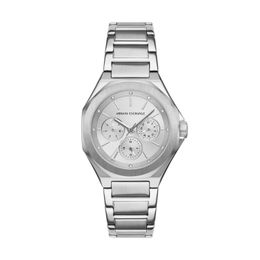 Armani Exchange Damen Multifunktionsuhredelstahlfarben, Armbanduhren, Quarzuhr, Armbanduhr, Damenuhr, Edelstahlarmband, analog, Tag