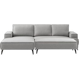 Sitzgruppe Home Affaire, B:275cm H:83cm T:173cm, silber, Wohnzimmer, Sitzm&ouml;bel-Sets, "TVINNU, Polsterecke L-Form, Schlaffunktion, mit Hocker", Set,